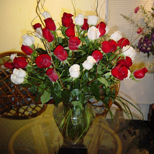 A Passionate Four Dozen Roses- Red & White – Cherry Creek Custom Floral
